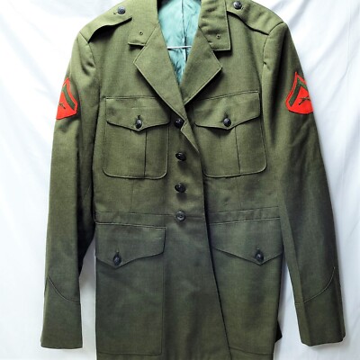 WWII USMC Marine Corps Lance Corporal E3 Dress Green Service Jacket No ...