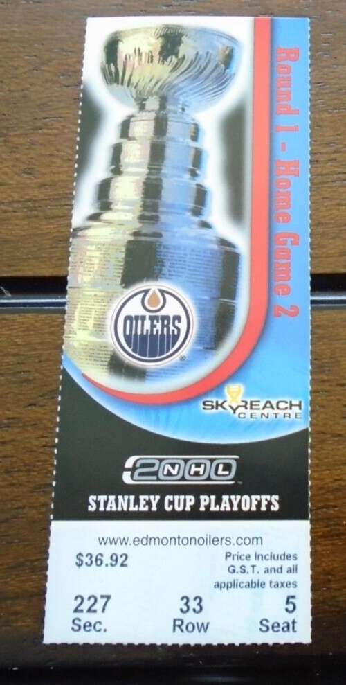 Edmonton Oilers Ticket +Stub 2000 Stanley Cup playoffs Game 2 Round 1 ...