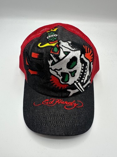 Ed Hardy Logo Black Red Mens Adult Cotton Trucker Cap Hat | eBay