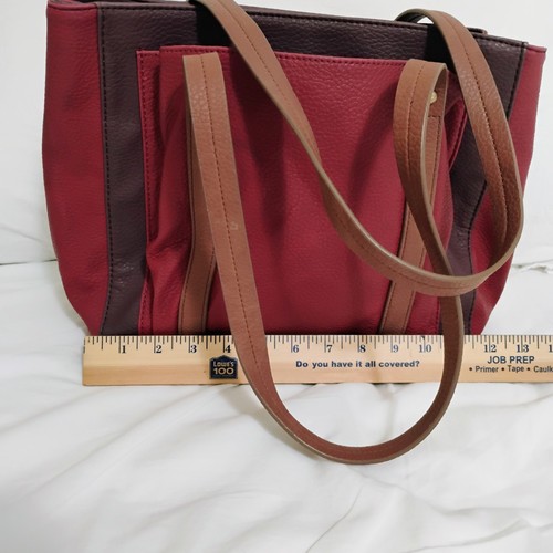 Relic Shoulder Tote Bag Purse Pebbled Faux Leather Burgundy And Brown ...