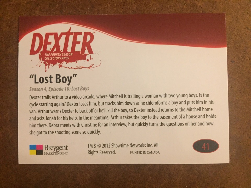 Lost Boy 41 Dexter Fourth Season Collector Trading Card S4 | eBay