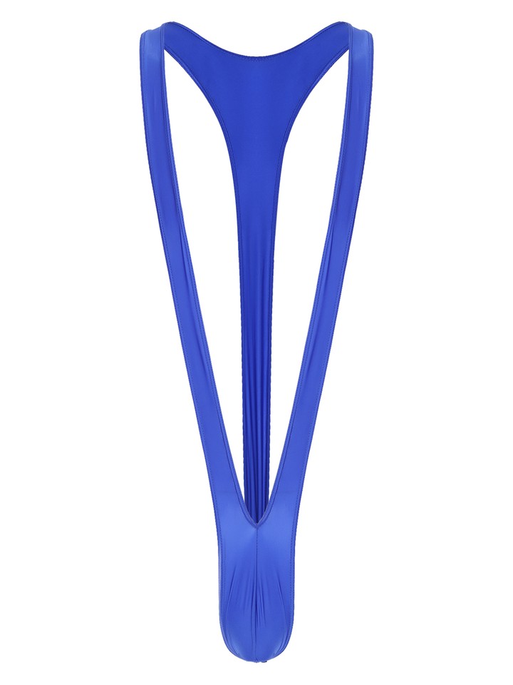 Mens Glossy Mankini Swimsuit Swimwear Bulge Pouch V-Shaped Suspender ...