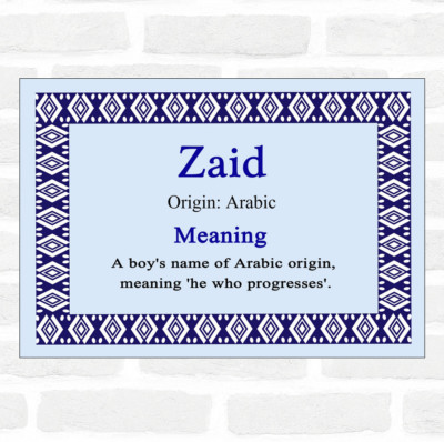 Zaid Name Meaning Blue Certificate | eBay UK
