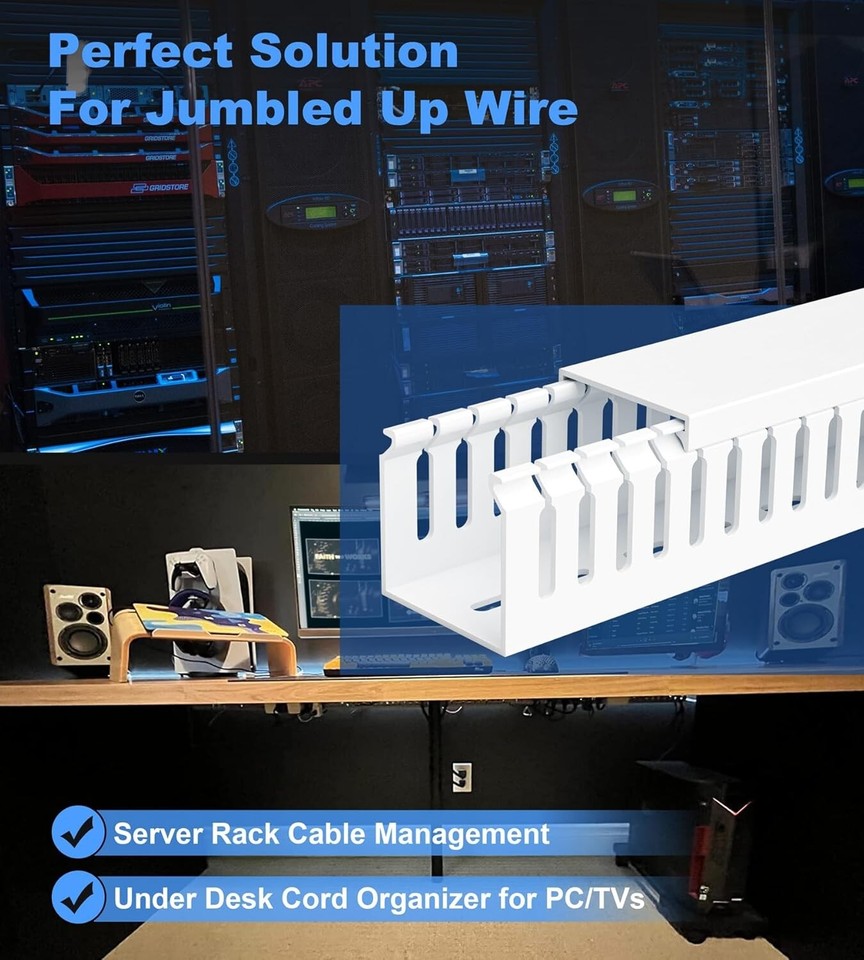 (6X L16.5in) Professional Server Rack Cable Management Raceway,H2 x ...