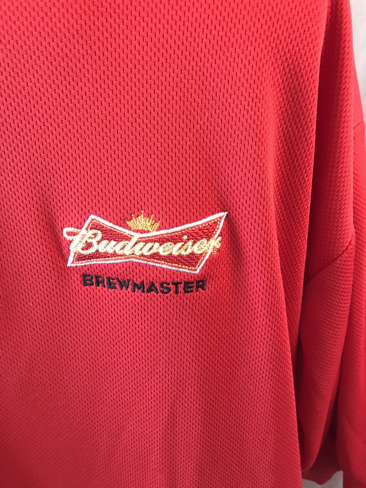 Budweiser Beer BREWMASTER Logo Red Polo Large 3-button S/S King Louie ...