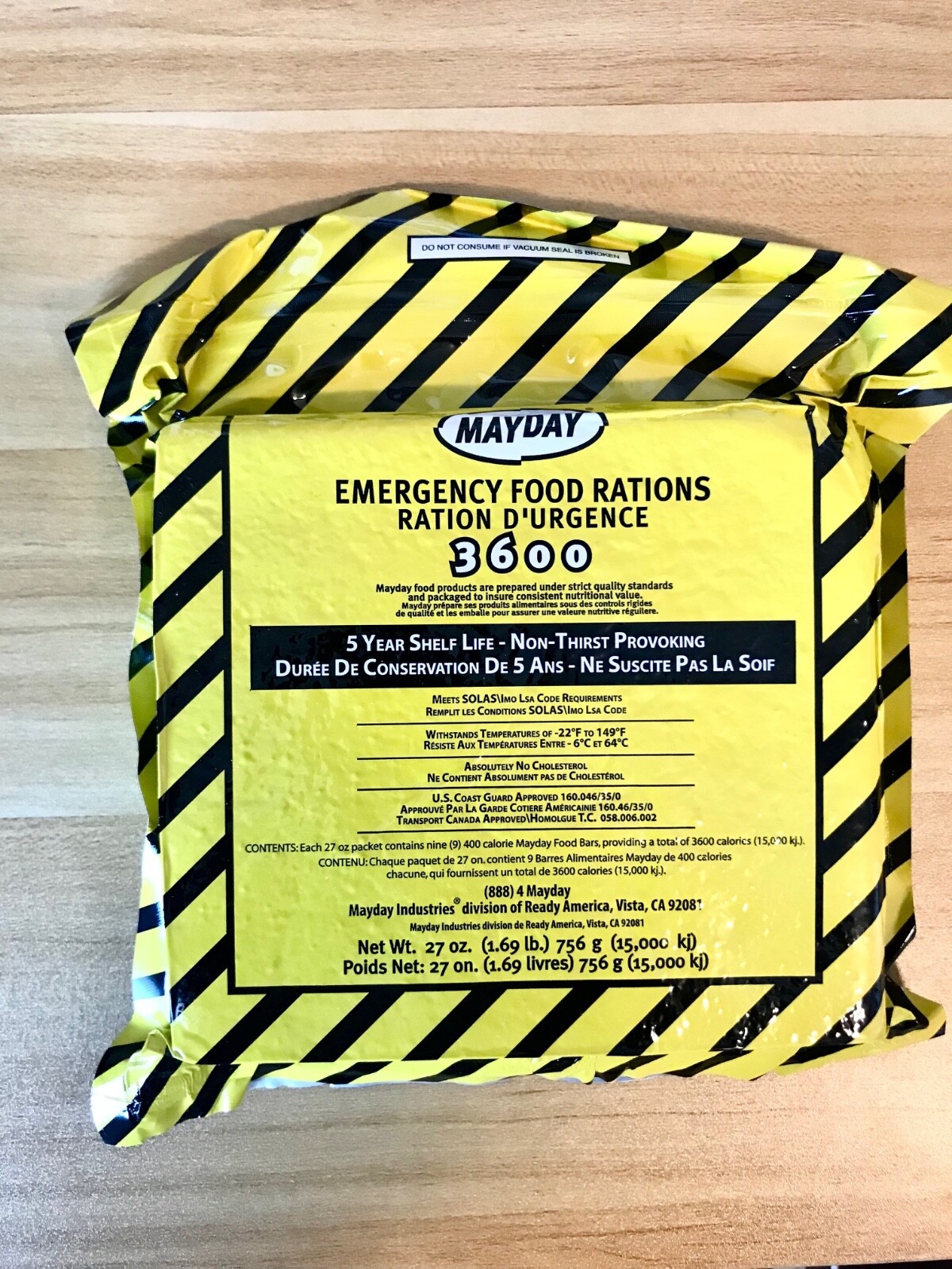 MAYDAY 3600 CAL EMERGENCY FOOD BAR RATION SURVIVAL FB36MD. 9 -400 cal ...