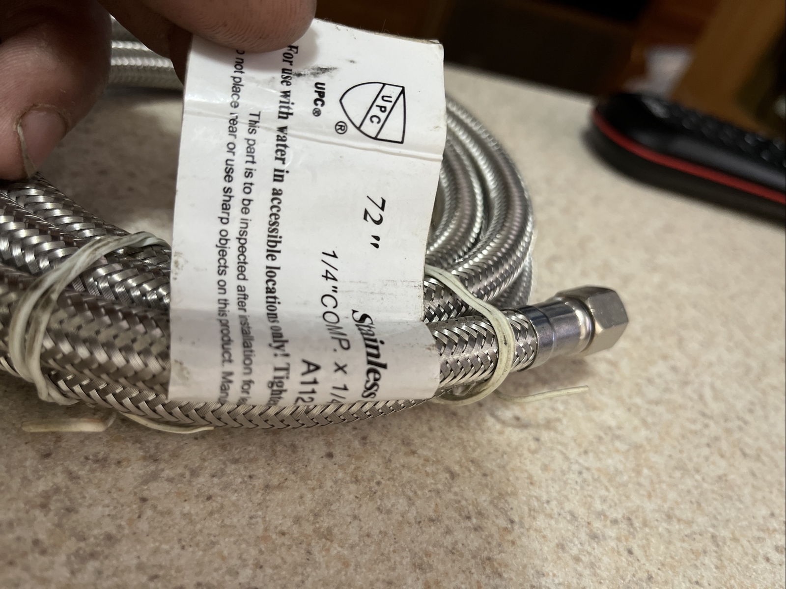 72" Braided Stainless Steel Ice Maker Water Supply Line 1/4 ...