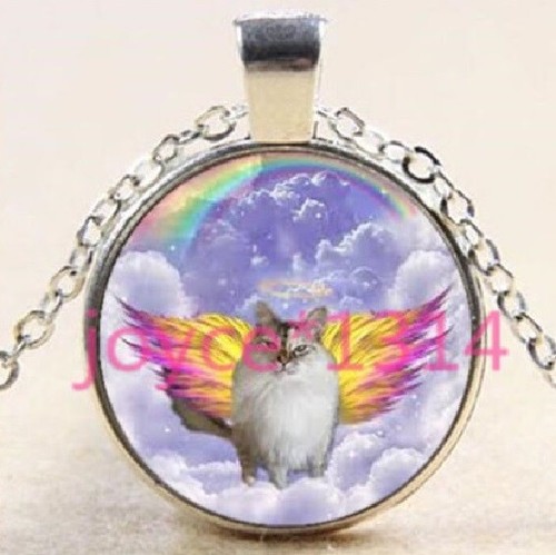 Angel Bull Dog Labrador Cat Wings Rainbow Silver Pendant Necklace Free ...