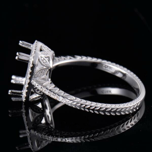 14K White Gold Emerald Cut 8×6mm Semi Mount Octagon Ring Setting ...