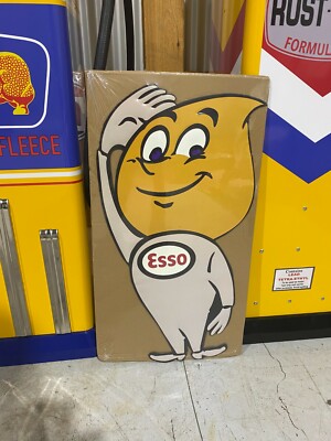 ESSO DRIP MAN HUGE EMBOSSED TIN SIGN PERFECT WITH BOWSER OIL CAN MR ...