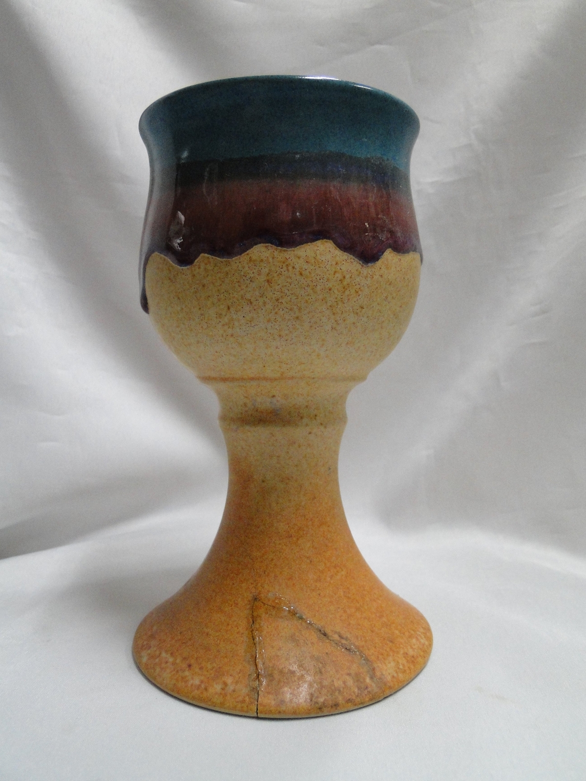 Walt Glass Pottery Texas Sunset: Water or Wine Goblet, 7" Tall, As Is ...