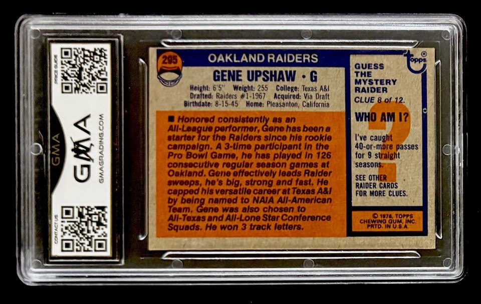 1976 Topps #295 GENE UPSHAW Oakland Raiders GMA 6.5 EX MT M22 | eBay