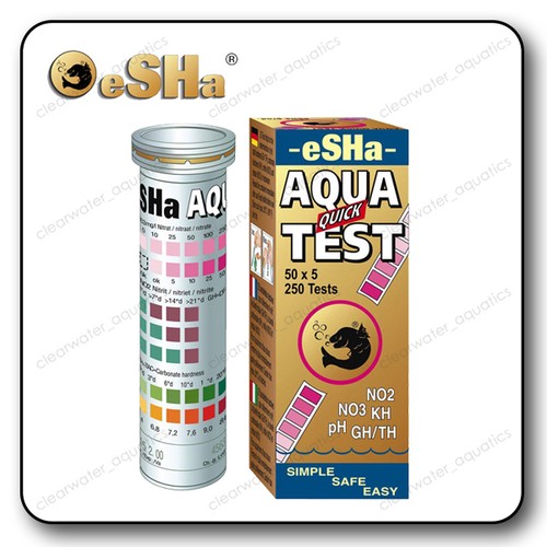 eSHa Aqua QUICK TEST 50 Strips for FISH TANK C12 NO2 NO3 PH KH GH/TH ...