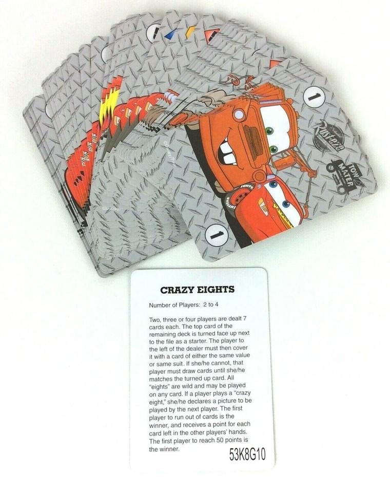 Disney Pixar Cars 2 Card Games Crazy Eights & Go Fish Red Tin Age 3 And ...