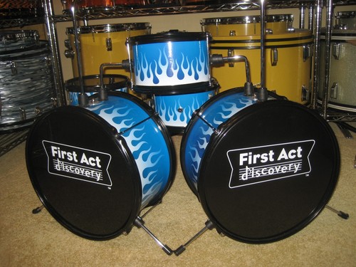 First Act Discovery Kids Drum Set With Flame Theme, Custom Double Bass ...