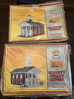 AHM HO Scale County Courthouse 15805 and Colonial Church 15804 | eBay