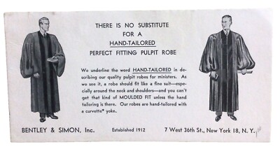 Bentley & Simon Inc Hand Tailored Pulpit Robes New York Ink Blotter ...
