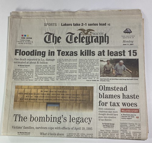 Macon Georgia Telegraph Newspaper June 11, 2001 Sports OKC Bomb ...