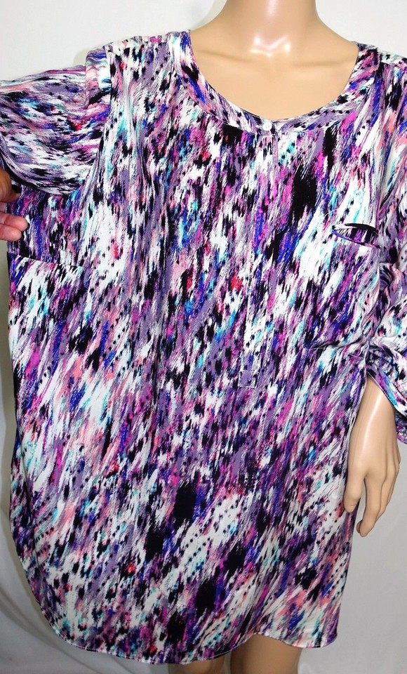 Premise Studio Women Plus Size 0x 1x 2x 3x Pink Black Tunic Top Blouse Shirt | eBay