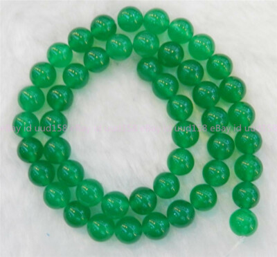 Genuine Natural 6/8/10/12mm Green Jade Round Gemstone Loose Beads 15 ...