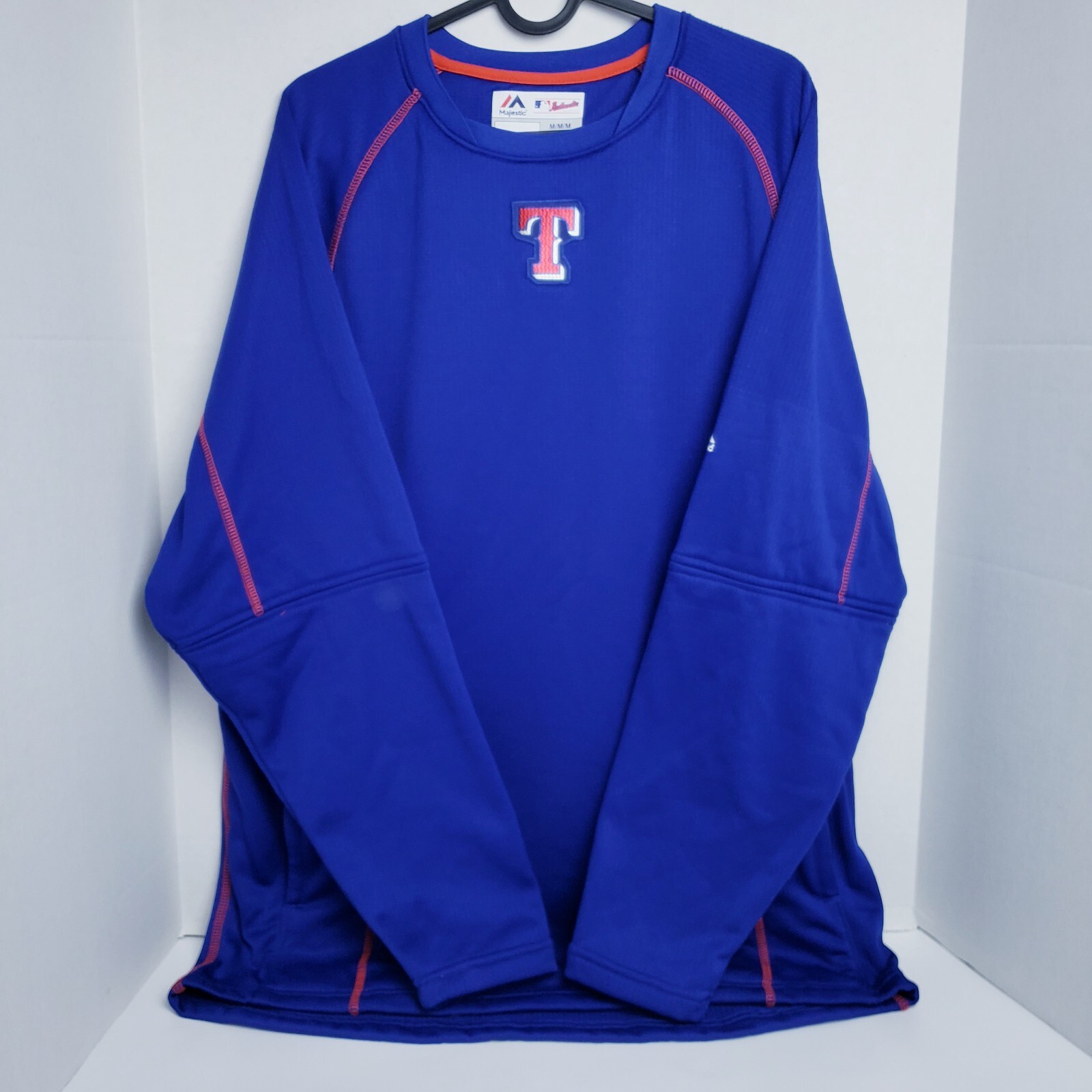 Texas Rangers Majestic Pullover Zip Size M Warm Up Sweatshirt Crewneck ...