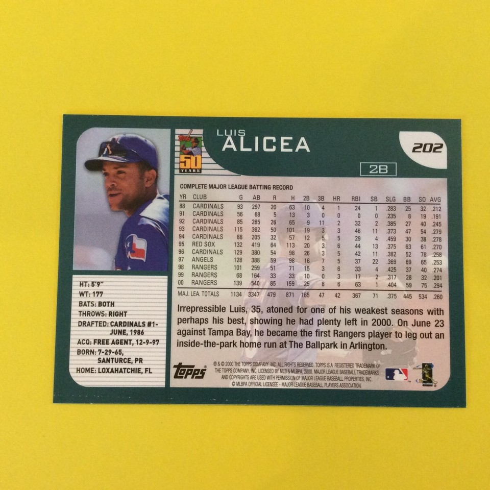 2001 Topps #202 Luis Alicea Texas Rangers | eBay
