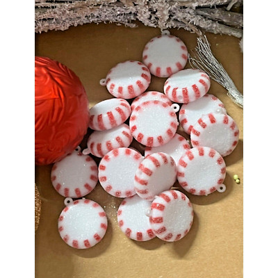 18 pc Frosted Mini Peppermints Christmas Ornaments Mini Peppermint ...