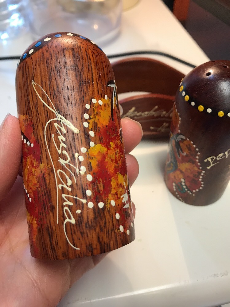 VTG Australia Aboriginal Art Handmade Painted Wooden Salt Pepper ...
