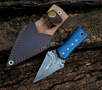 SHARDBLADE Custom Hand Forged Damascus Steel Hunting Mini Neck Knife W ...