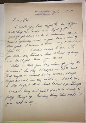 Earle Combs 1927 New York Yankees Babe Ruth’s Teammate Handwritten ...