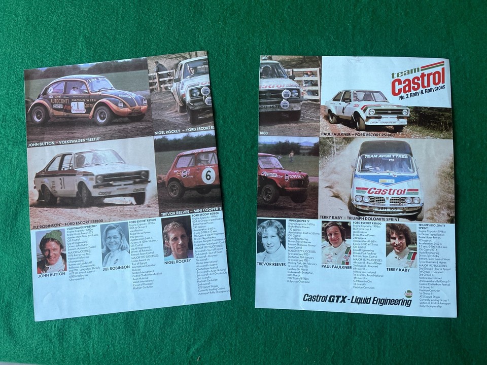 TEAM CASTROL NO 3 RALLY & RALLYCROSS BEETLE ESCORT MINI POSTER ADVERT ...