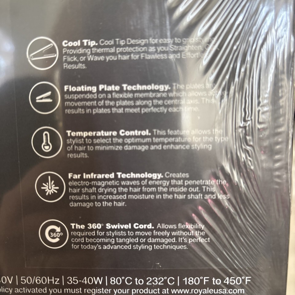 Royale Platinum Genius Heating Element Flat Iron - 1.25” NIB SEALED Red ...