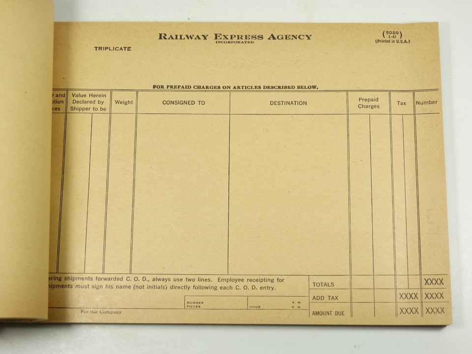 Railroad Express Agency Prepaid Receipt Book (Original) [RARE] | eBay