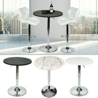 Adjustable Round Pub Bar Table Swivel Wood Top Chrome Base Bistro ...
