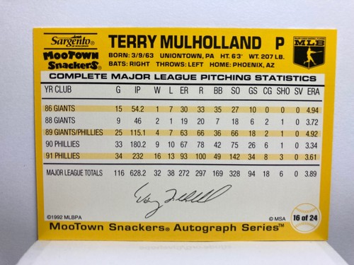 1992 Mootown Snackers Signature Series *U Pick* Baseball(Brett ...