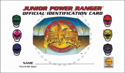 JUNIOR POWER RANGER OFFICIAL IDENTIFICATION CARD - VINTAGE REPRINT | eBay