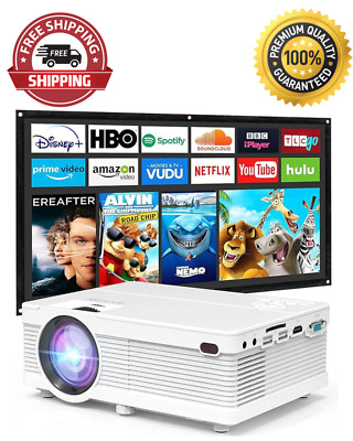 Projector 7500 Lumens 1080P LED Mini WiFi Video Home Theater Cinema ...