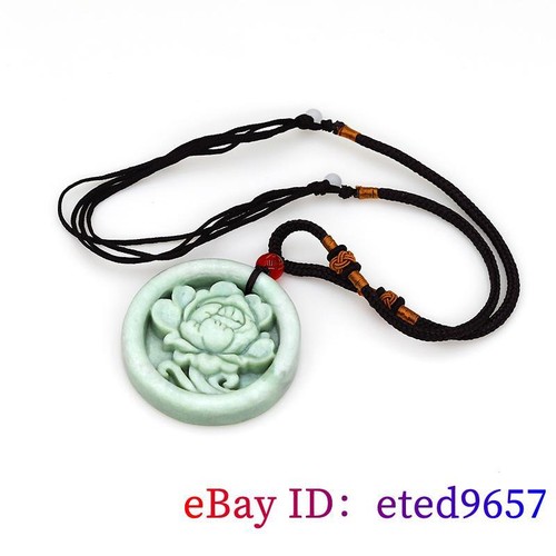 Jade Flower Pendant Natural Jewelry Talismans Necklace Gemstones Charm ...