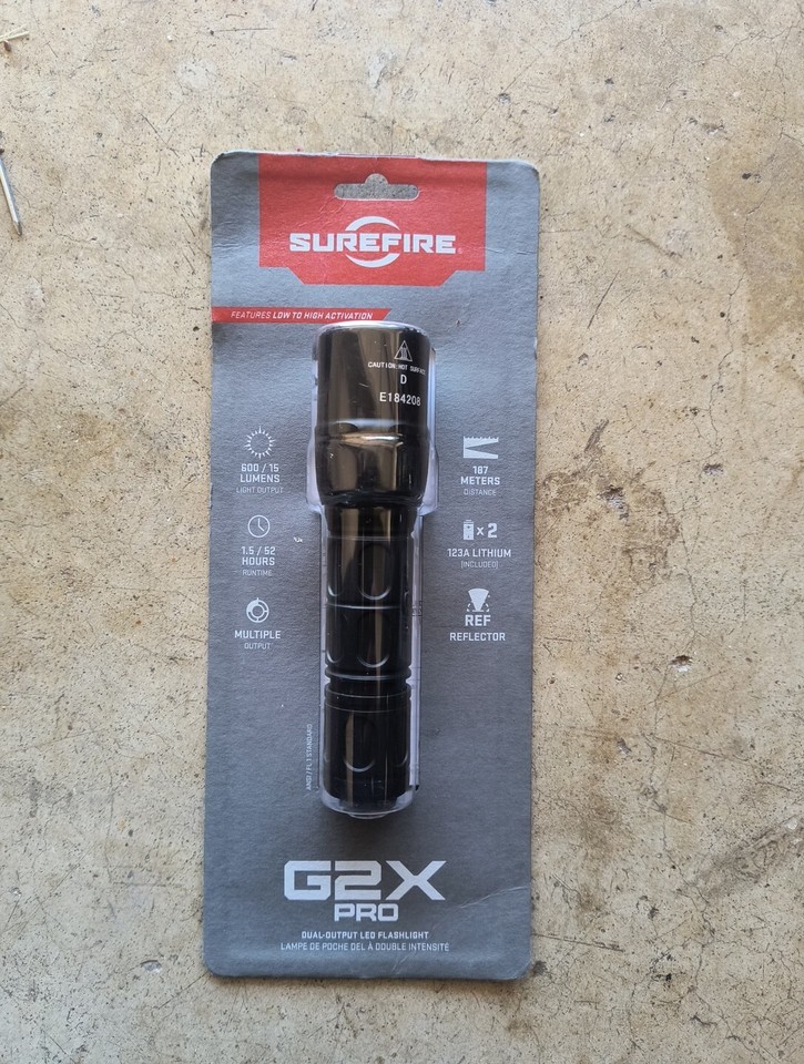 Surefire G2X Pro Flashlight 600 Lumen LED w/ 4 Extra CR123As & Battery ...