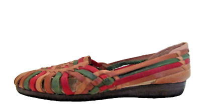 SOFTSPOTS MULTICOLOR WOVEN LEATHR FLATS Mules CLOSED-BACK FISHERMAN ...