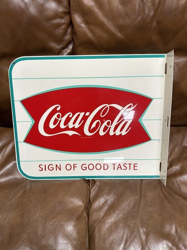 Vintage Coca-Cola Double Sided Fish Tail Sign New Old Stock Original ...