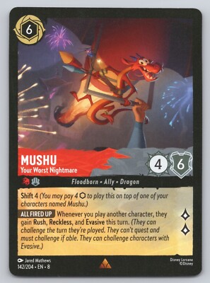 Disney Lorcana - Mushu - Your Worst Nightmare 142/204 - Reign of Jafar (8) | eBay