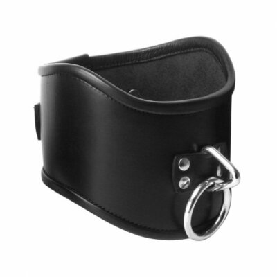 Strict Leather Locking Posture Slave Collar- Small Bondage BDSM Dom Sub ...