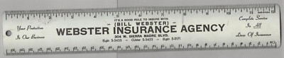 Advertising 12" Ruler - Webster Insurance Agency - Sierra Madre, Calif ...