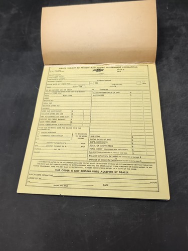 1950 Chevrolet Dealer Order Blank Forms Original Vintage | eBay