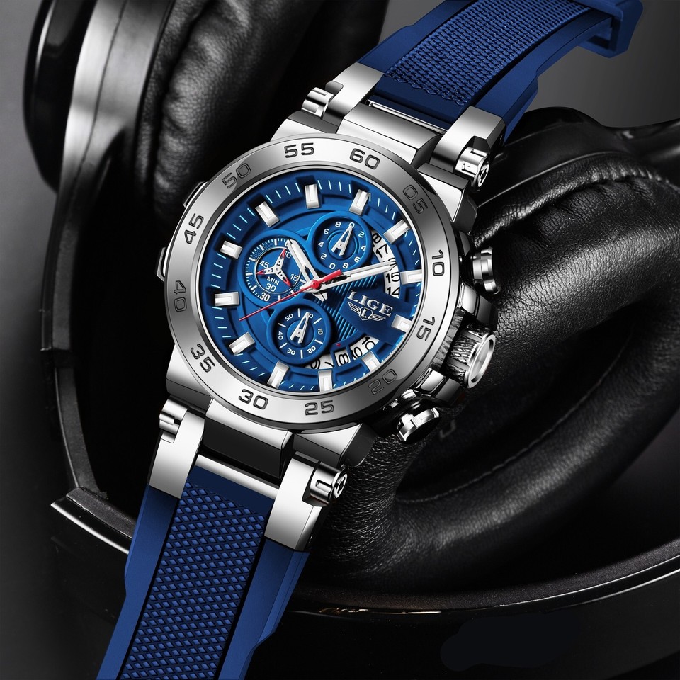 LIGE Men Sport Diver Watch Luminous Analog Waterproof Quartz Luxury ...