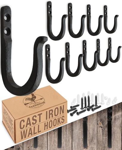 Railroad Spike Cast Large Blacksmith Hooks - 2 Holes - Set of 10, Black | eBay