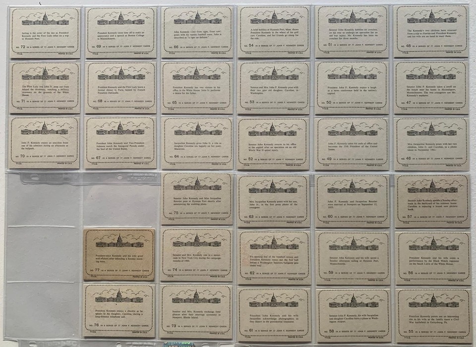 President John F. Kennedy JFK Complete Vintage Card Set 77 Cards Topps ...