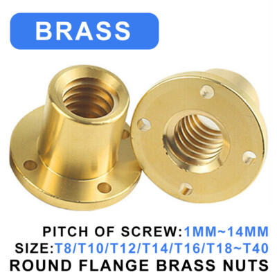 Brass Nuts T8/T10/T12/T14~T40 Round Flange Trapezoidal Right-Hand ...