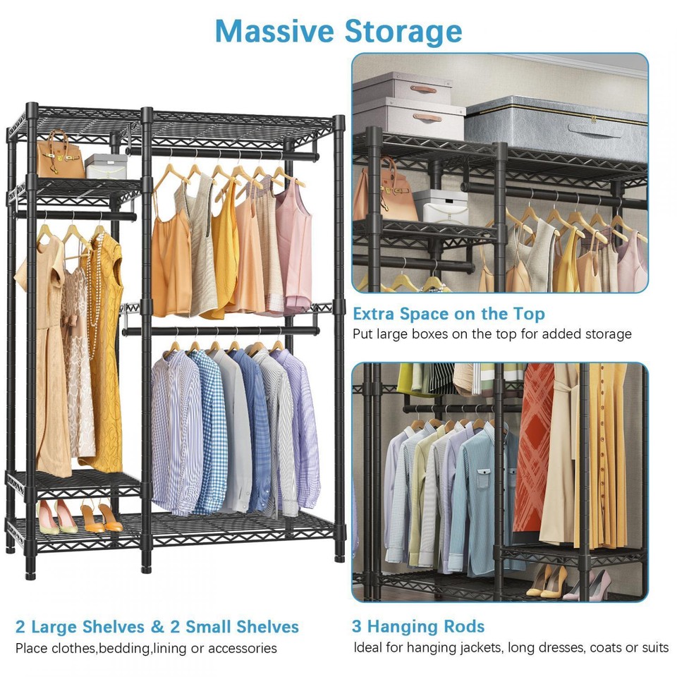 Open Box VIPEK Garment Rack Metal Clothing Rack 4 Tiers Wire Shelving ...